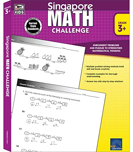 Singapore Math Challenge 3rd Grade Workbooks, Singapore Math Grade 3 and Up, Working Backwards, Patterns, Subtraction, and Multiplication Workbook, 3rd Grade Math Classroom or Homeschool Curriculum