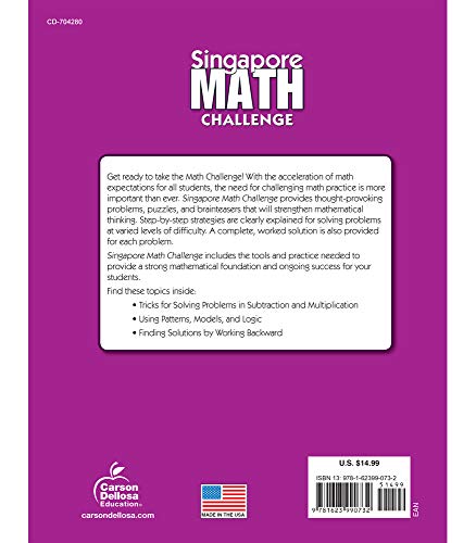 Singapore Math Challenge 3rd Grade Workbooks, Singapore Math Grade 3 and Up, Working Backwards, Patterns, Subtraction, and Multiplication Workbook, 3rd Grade Math Classroom or Homeschool Curriculum