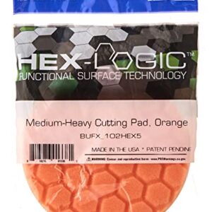 Chemical Guys BUFX_102_HEX5 Hex-Logic Medium-Heavy Cutting Pad, Orange, 5.5" Pad made for 5" backing plates, 1 Pad Included