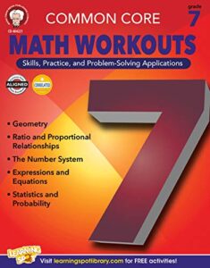 mark twain media | common core math workouts workbook | 7th grade, 64pgs