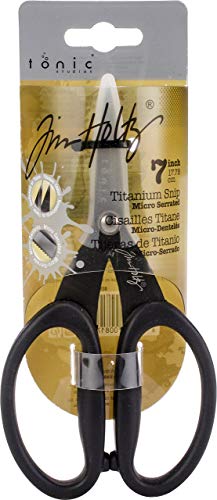 Tonic Studios Tim Holtz 817 Kushgrip Non Stick Micro Serrated Snips, 7" , Red