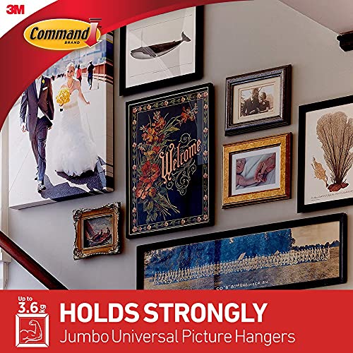 Command Universal Frame Hangers, Damage Free Hanging Picture Hangers, No Tools Frame Hanger for Living Spaces, 1 Metal Picture Frame Hanger and 4 Large Command Strips