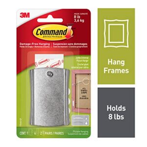 Command Universal Frame Hangers, Damage Free Hanging Picture Hangers, No Tools Frame Hanger for Living Spaces, 1 Metal Picture Frame Hanger and 4 Large Command Strips