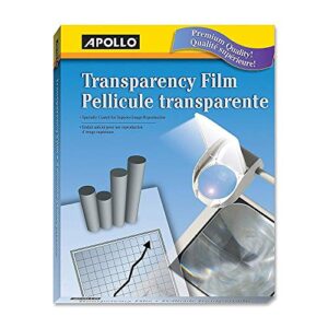 Apollo® Plain Paper Copier Transparency Film, Black On Clear With Strip, Box Of 100 Sheets