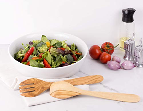 Eddington 50012 Italian Olive Wood Salad Server, Handcrafted in Europe, 2-Piece Set, 13-Inches