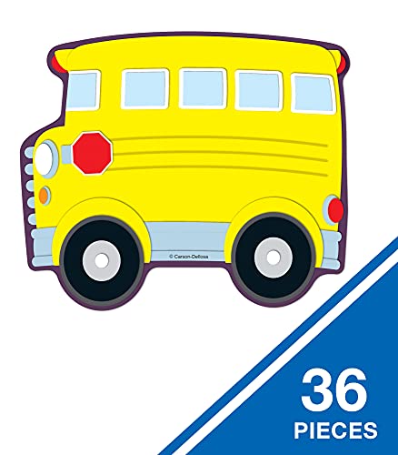 Carson Dellosa School Bus Cutouts, 36 Bus Cutouts for Bulletin Board, Preschool & Kindergarten Classroom Décor, Classroom Cut-Outs for Back to School, Cutouts for Classroom Bulletin Board Decorations