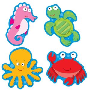 carson dellosa colorful 36 piece sea life bulletin board cutouts, colorful sea creatures bulletin board decorations, sea creatures ocean classroom décor