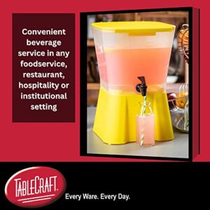 Tablecraft 955 Polypropylene Plastic Non-Insulated Beverage Dispenser, 3-Gallon, Yellow