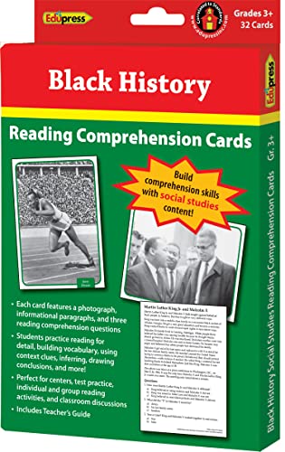 Edupress Reading Comprehension Social Studies Cards, Black History (EP63540)