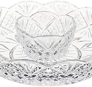 Godinger Crystal Appetizer Serving Platter for Parties Chips and Dip or Snacks Hosting Plate