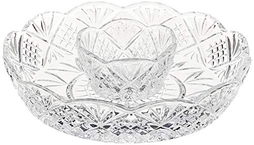 Godinger Crystal Appetizer Serving Platter for Parties Chips and Dip or Snacks Hosting Plate