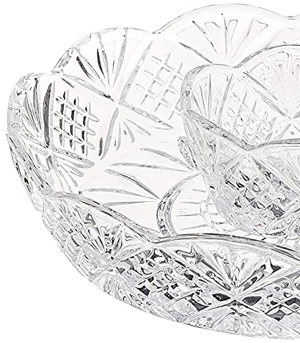 Godinger Crystal Appetizer Serving Platter for Parties Chips and Dip or Snacks Hosting Plate