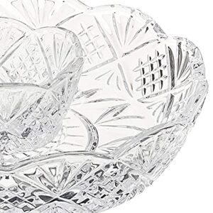 Godinger Crystal Appetizer Serving Platter for Parties Chips and Dip or Snacks Hosting Plate