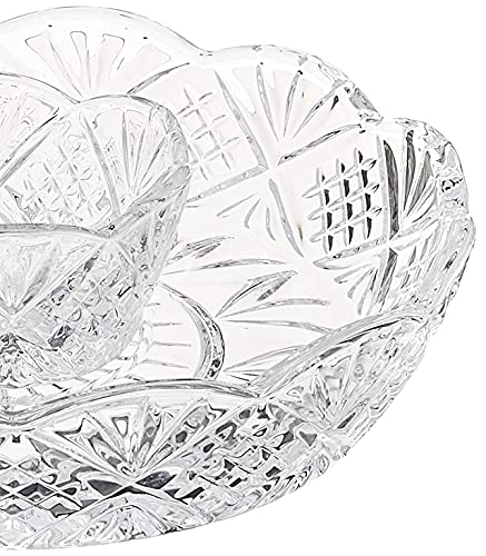 Godinger Crystal Appetizer Serving Platter for Parties Chips and Dip or Snacks Hosting Plate