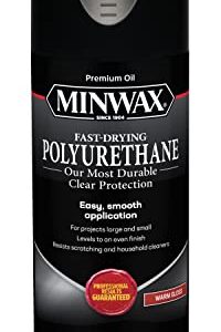 Minwax Fast Drying Polyurethane Spray, Protective Wood Finish, Clear Gloss, 11.5 oz. Aerosol Can