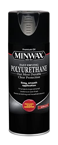 Minwax Fast Drying Polyurethane Spray, Protective Wood Finish, Clear Gloss, 11.5 oz. Aerosol Can