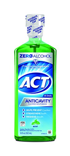 ACT Anticavity Fluoride Mouthwash, Mint, Alcohol Free, 18-Ounce Bottle (Pack of 6)