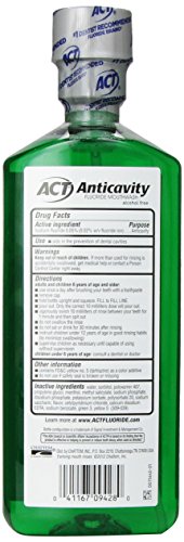 ACT Anticavity Fluoride Mouthwash, Mint, Alcohol Free, 18-Ounce Bottle (Pack of 6)