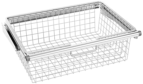 Rubbermaid Configurations Sliding Basket for Closet Drawer Organization, Sturdy Slide Out Basket, Titanium