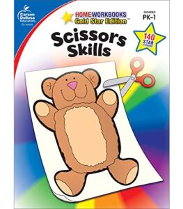 scissor skills activity book for kids ages 3-5, colorful animals, shapes, and line formation cut and paste activities, kids craft book with incentive chart and stickers, prek+