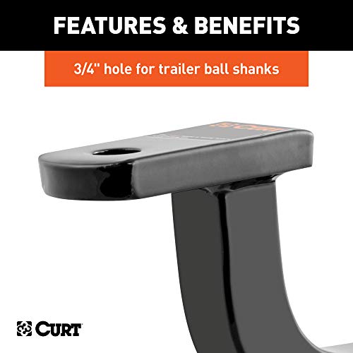 CURT 45023 Class 1 Trailer Hitch Ball Mount, Fits 1-1/4-Inch Receiver, 2,000 lbs, 3/4-Inch Hole, 3-3/4-Inch Rise