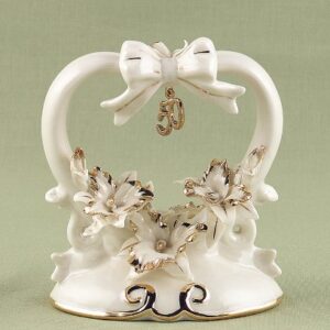 Hortense B. Hewitt Wedding Accessories 50th Anniversary Porcelain Cake Top, 4.5-Inches Tall