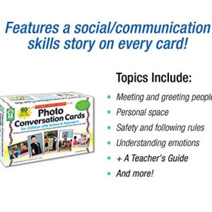 Photo Conversation Cards—Social Emotional Flash Cards For Children With Autism and Aspergers, Behavioral and Communication Skills Practice, Educational Games for Kindergarten+ (90 pc)