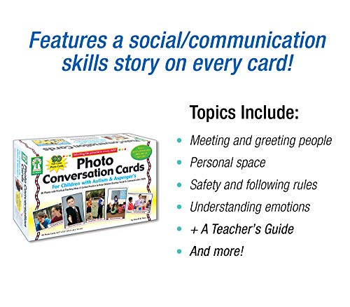 Photo Conversation Cards—Social Emotional Flash Cards For Children With Autism and Aspergers, Behavioral and Communication Skills Practice, Educational Games for Kindergarten+ (90 pc)