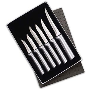 rada cutlery paring knife set – 6 knives with stainless steel blades with aluminum handles made in the usa