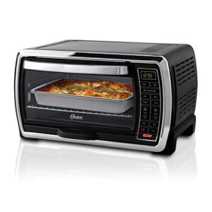 oster toaster oven | digital convection oven, large 6-slice capacity, black/polished stainless