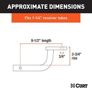 CURT 45021 Class 1 Trailer Hitch Ball Mount, Fits 1-1/4-Inch Receiver, 2,000 lbs, 3/4-Inch Hole, 3-Inch Rise