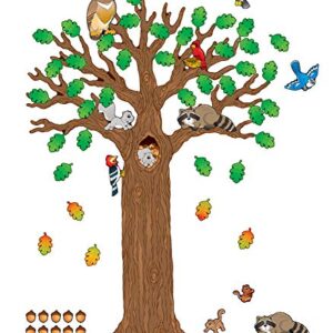 Carson Dellosa Woodland Bulletin Board Set—Seasonal Tree Cutout With Forest Animals, Autumn Leaves, Acorns, Elementary Classroom and Homeschool Decorations (120 pc)