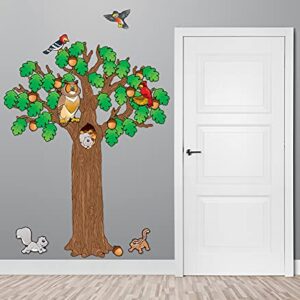 Carson Dellosa Woodland Bulletin Board Set—Seasonal Tree Cutout With Forest Animals, Autumn Leaves, Acorns, Elementary Classroom and Homeschool Decorations (120 pc)