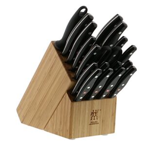 zwilling twin signature 19-piece german knife set with block, razor-sharp, made in company-owned german factory with special formula steel perfected for almost 300 years, dishwasher safe