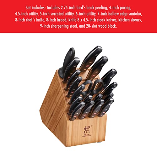 ZWILLING Twin Signature 19-Piece German Knife Set with Block, Razor-Sharp, Made in Company-Owned German Factory with Special Formula Steel perfected for almost 300 Years, Dishwasher Safe