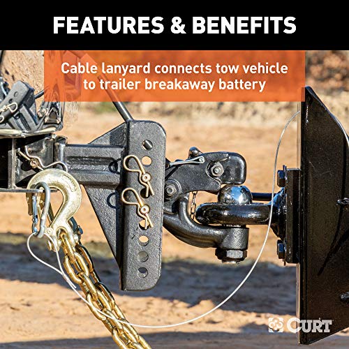 CURT 52028 Soft-Trac 2 Trailer Breakaway Switch Kit System with Battery and Charger , black