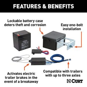 CURT 52028 Soft-Trac 2 Trailer Breakaway Switch Kit System with Battery and Charger , black