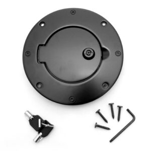 rugged ridge 11425.08 gas cap door, locking, black aluminum; 97-06 jeep wrangler tj