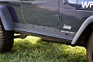 rugged ridge 11504.15 rocker panel guard kit, heavy duty; 97-06 jeep wrangler tj