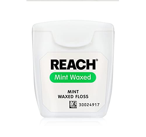 Reach Waxed Dental Floss | Effective Plaque Removal, Extra Wide Cleaning Surface | Shred Resistance & Tension, Slides Smoothly & Easily, PFAS FREE | Mint Flavored, 55 Yards, 1 Pack