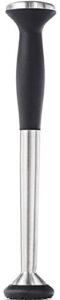 oxo steel muddler with non-scratch nylon head and soft non-slip grip, silver, 9-inch