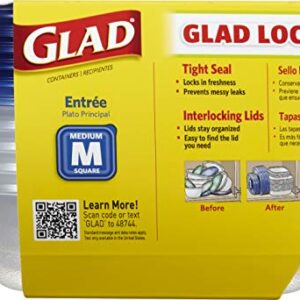 Glad Medium Square Food Storage Containers for Everyday Use | Medium Square Food Storage Containers Hold up to 25 Ounces of Food (25 Oz) |5 Count, Standard Food Containers