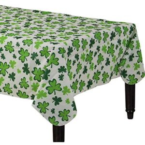 amscan shamrocks flannel‑backed vinyl table cover, 52″ x 90″, multi color