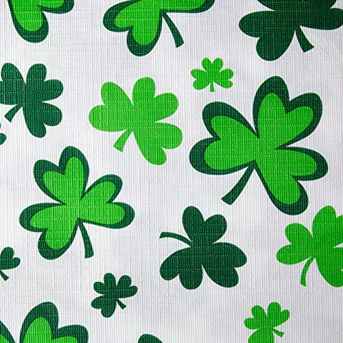 Amscan Shamrocks Flannel‑Backed Vinyl Table Cover, 52" x 90", Multi Color