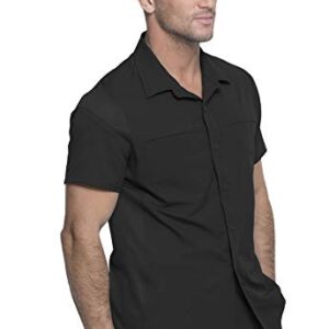 Dickies Dynamix Scrubs for Men, Button Front Collar Shirt with Four-Way Stretch and Moisture Wicking Plus Size DK820, 2XL, Black