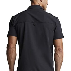 Dickies Dynamix Scrubs for Men, Button Front Collar Shirt with Four-Way Stretch and Moisture Wicking Plus Size DK820, 2XL, Black