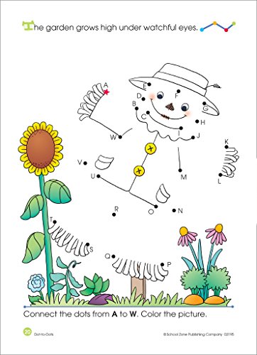 School Zone - Dot-to-Dots Alphabet Workbook - 32 Pages, Ages 4 to 6, Preschool, Kindergarten, Connect the Dots, Letter Puzzles, ABCs, and More (School Zone Activity Zone® Workbook Series)