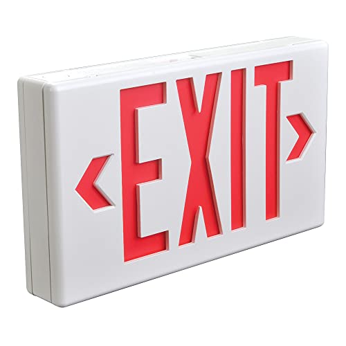 SURE-LITES LED Exit Sign, White Emergency Exit Light with Red or Green Letters, Single or Double Sided, AC Only, 120-277V