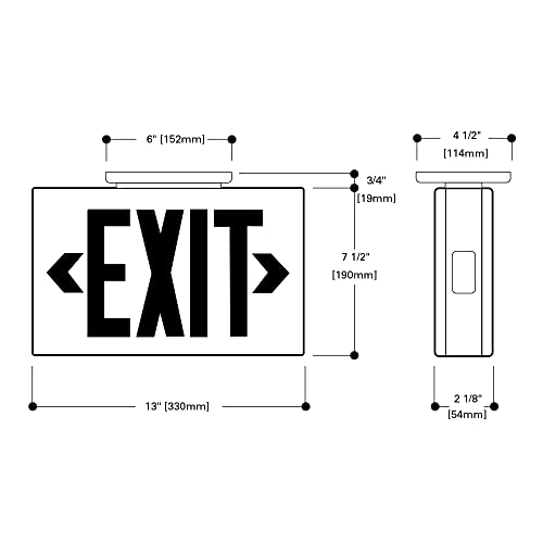 SURE-LITES LED Exit Sign, White Emergency Exit Light with Red or Green Letters, Single or Double Sided, AC Only, 120-277V