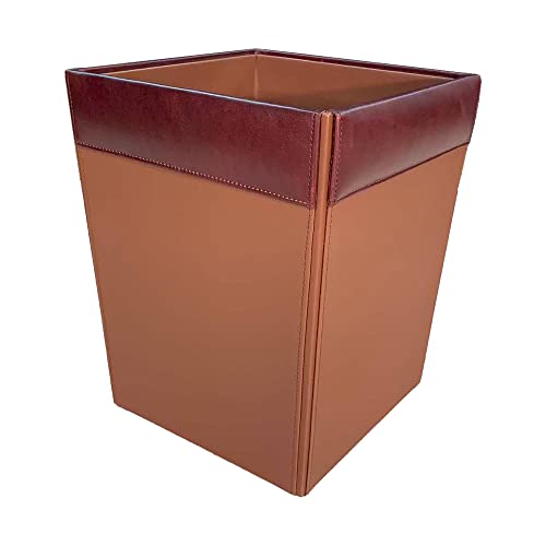 Dacasso Mocha Leather Waste Basket